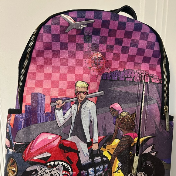 Bags | Sprayground Stylish Pink Graphic Backpack | Poshmark